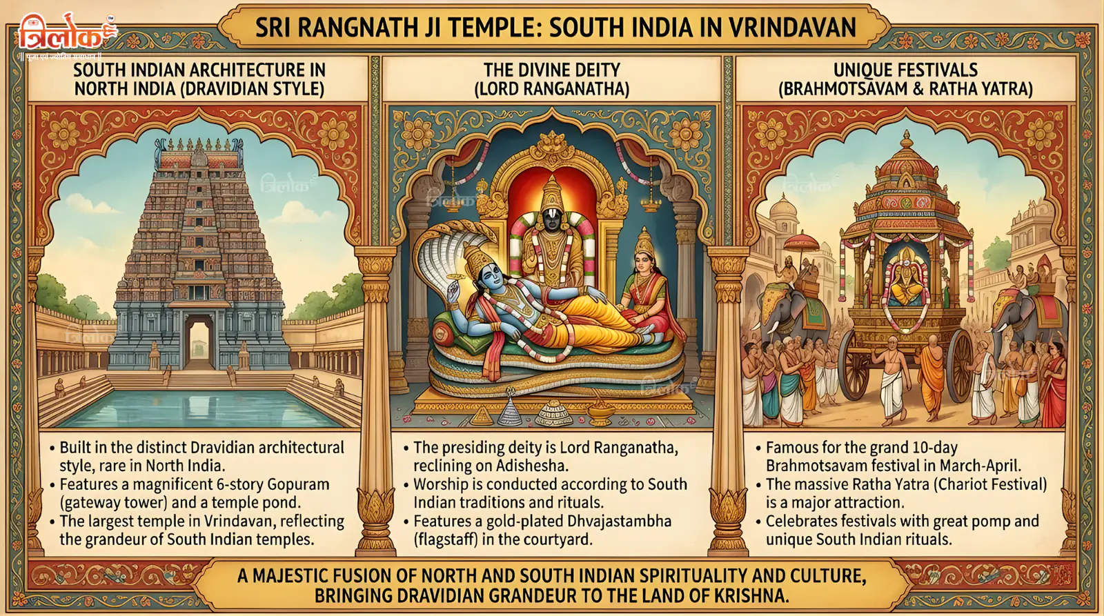 Sri Rangnath Ji Temple Vrindavan: Architecture & Rath Yatra | Trilok
